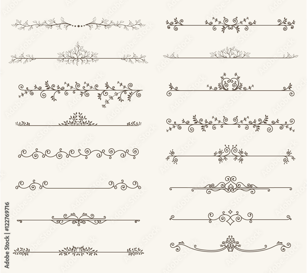 Vector set of decorative elements, border and page rules frame Stock ...