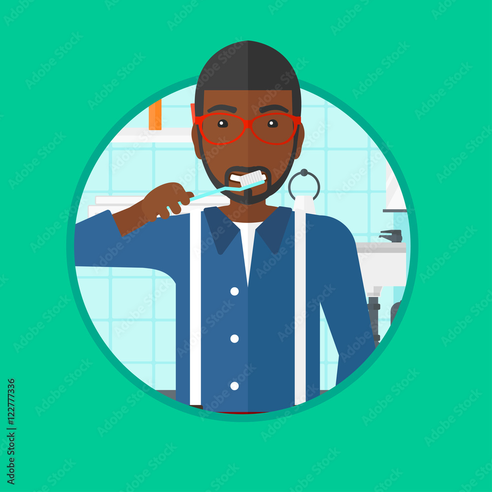 Man brushing teeth vector illustration. Stock Vector | Adobe Stock