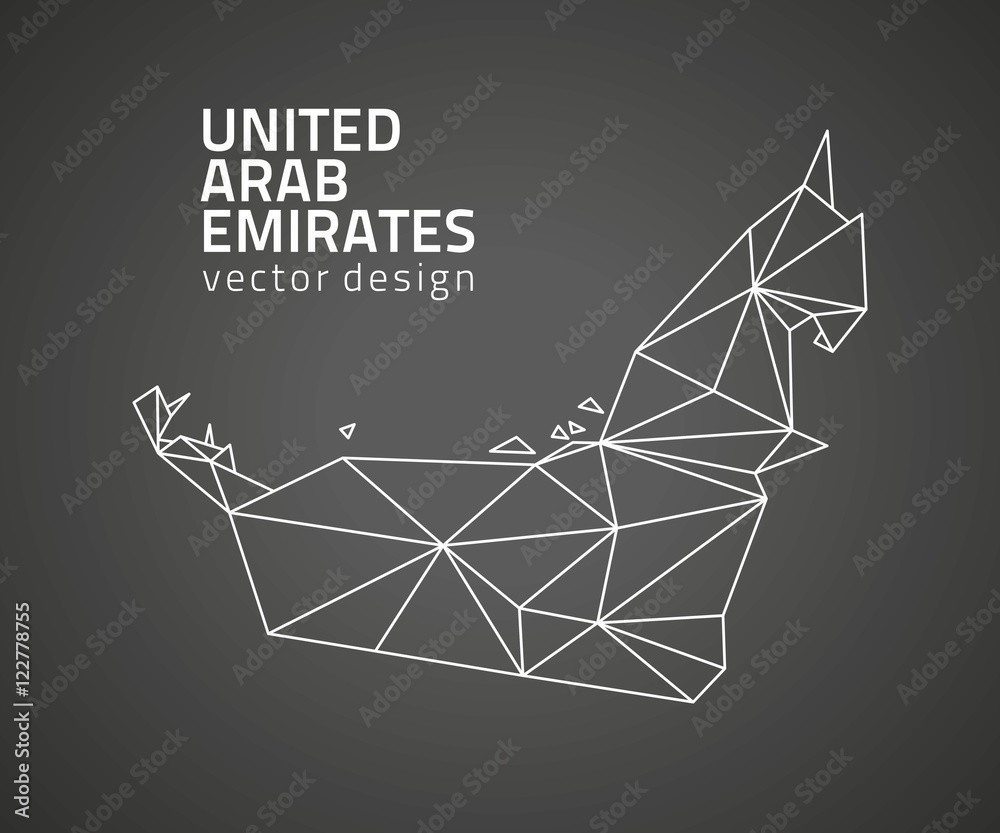 United Arab Emirates vector outline triangle perspective map Stock ...