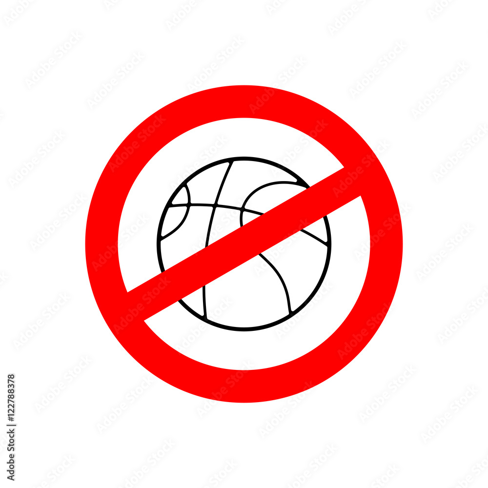 Stop basketball. Prohibited team game. Red prohibition sign. Cro Stock ...