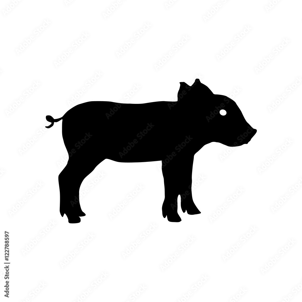 Pig silhouette. Vector illustration Stock Vector | Adobe Stock