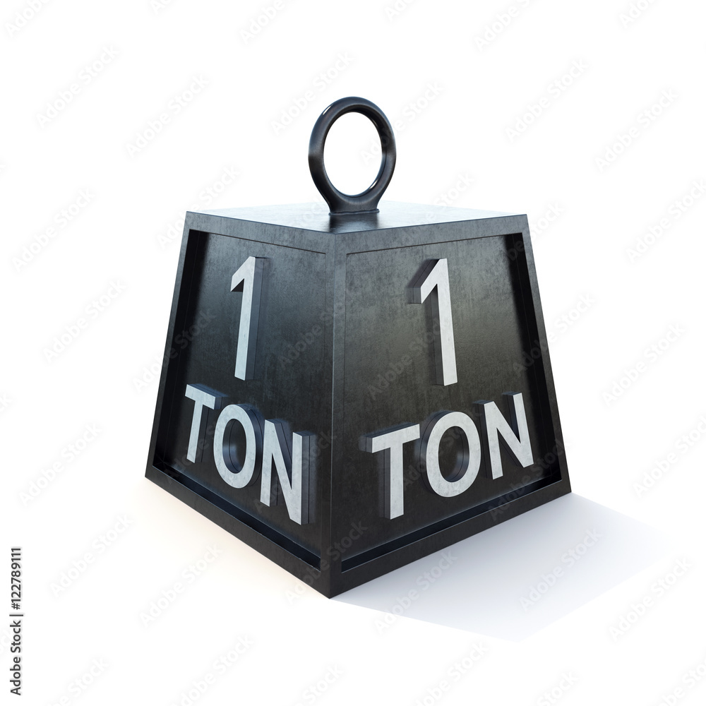 One 1 ton weight isolated on white background. 3d rendering Stock ...