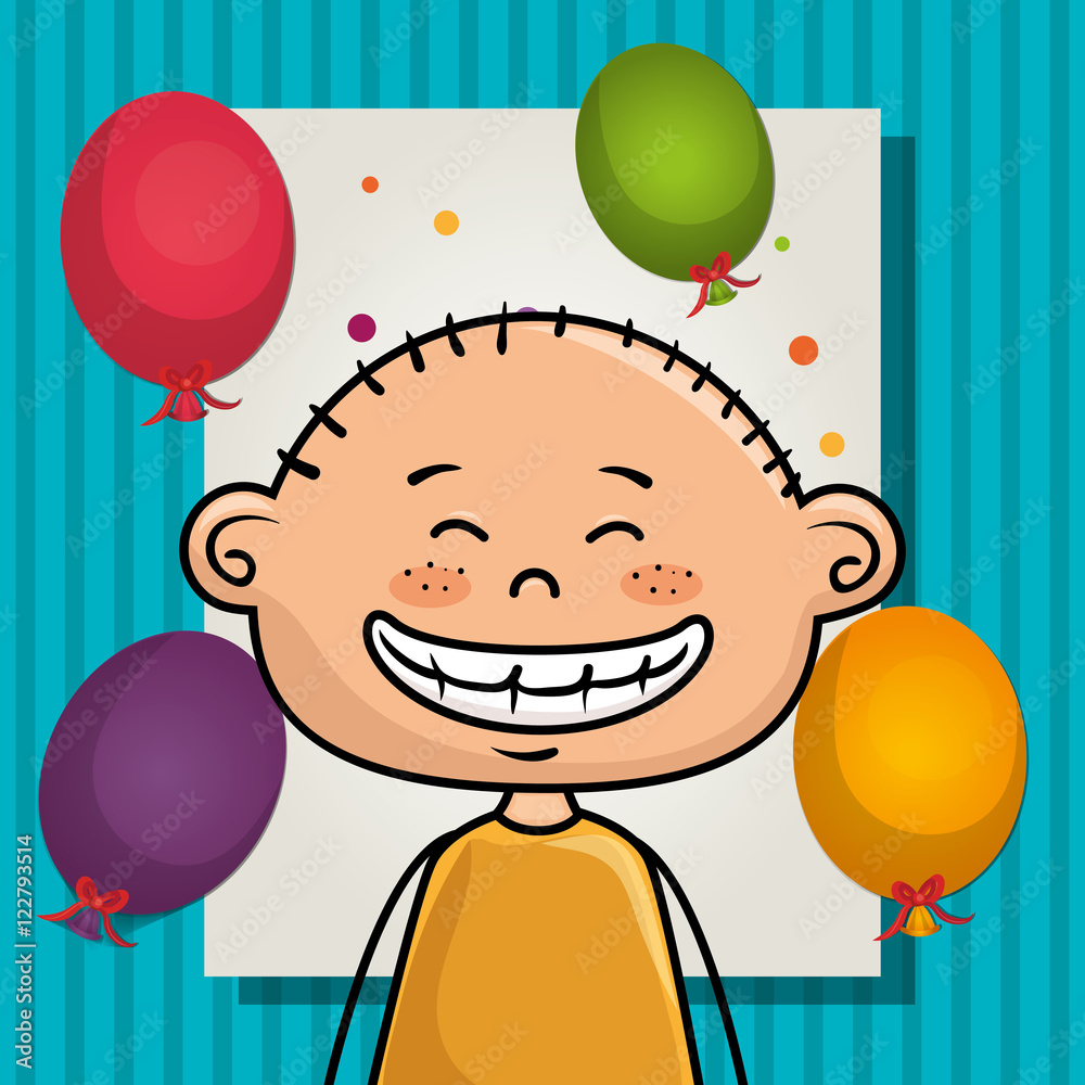 avatar boy smiling with colorful ballons and birthday decorations over ...