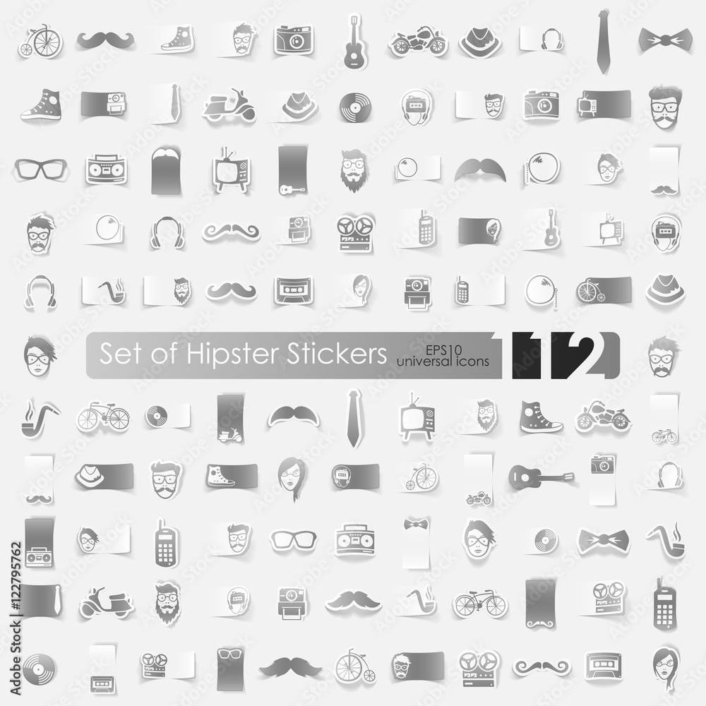 Set of hipster stickers Stock Vector | Adobe Stock