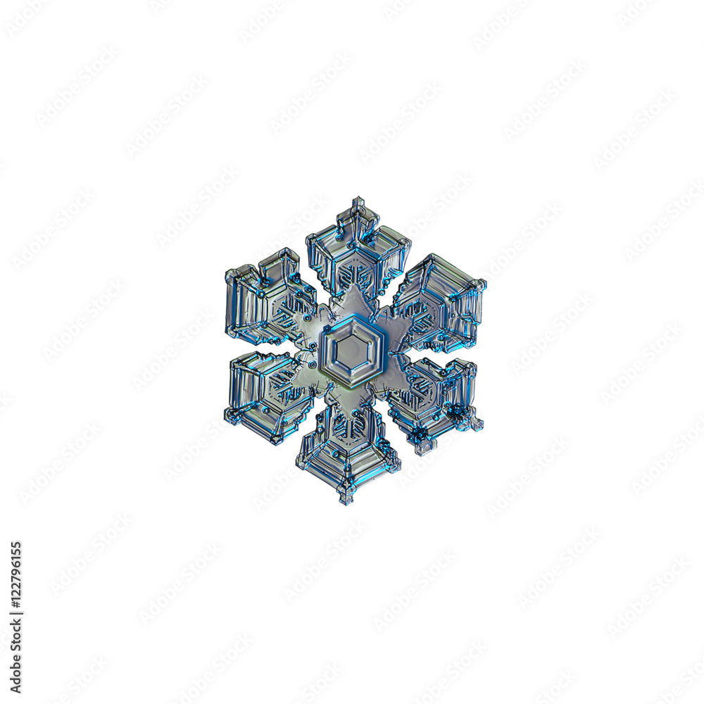 Snowflake isolated on white background. This is macro photo of real ...
