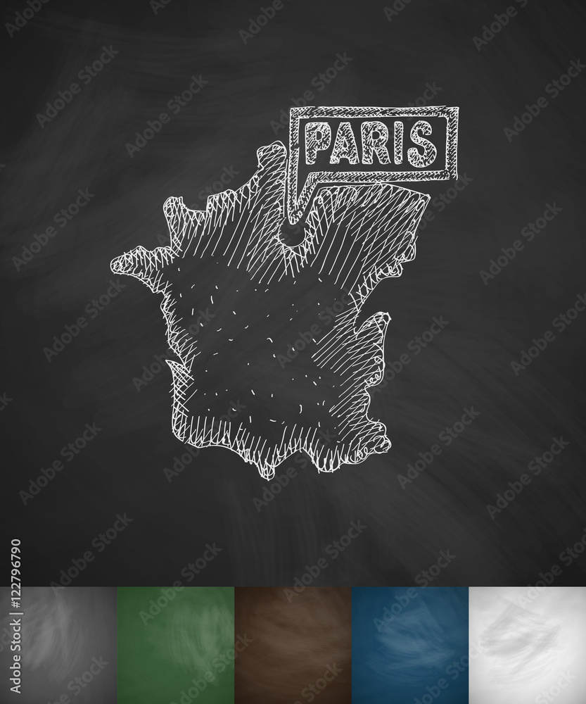 Paris map icon. Hand drawn vector illustration Stock Vector | Adobe Stock