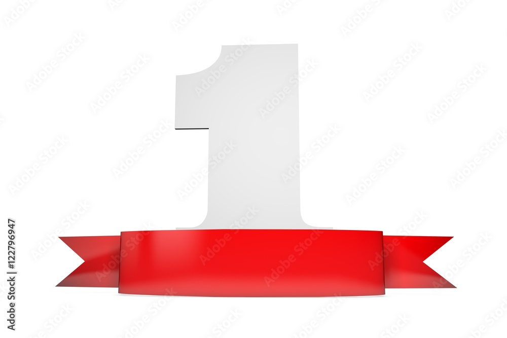Number one sign with a blank red ribbon banner Stock Photo | Adobe Stock
