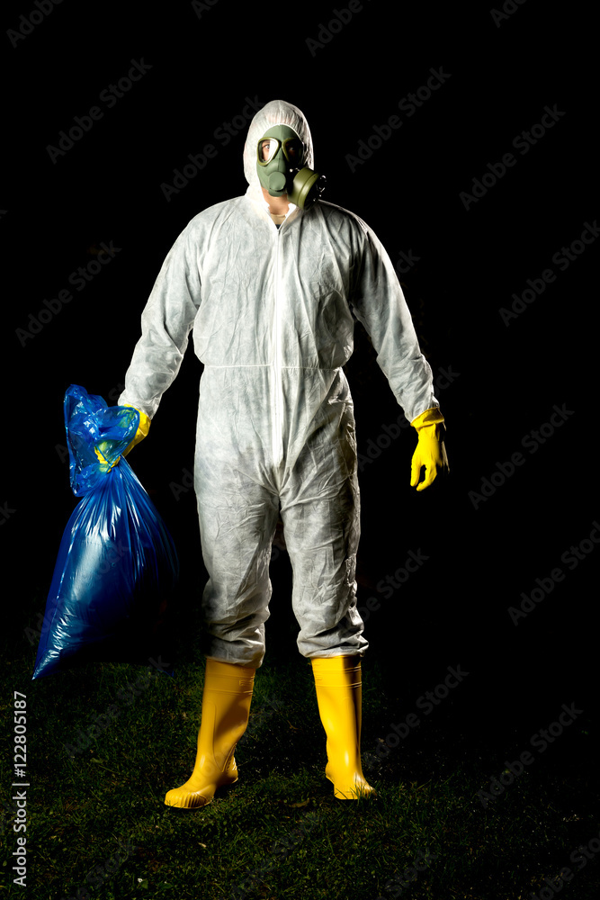 man in bio hazard protective suit with gas mask and gloves Photos ...