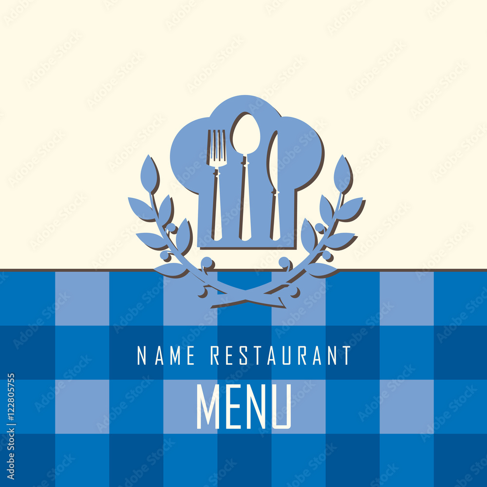 menu banner with utensils and chef hat Stock Vector | Adobe Stock
