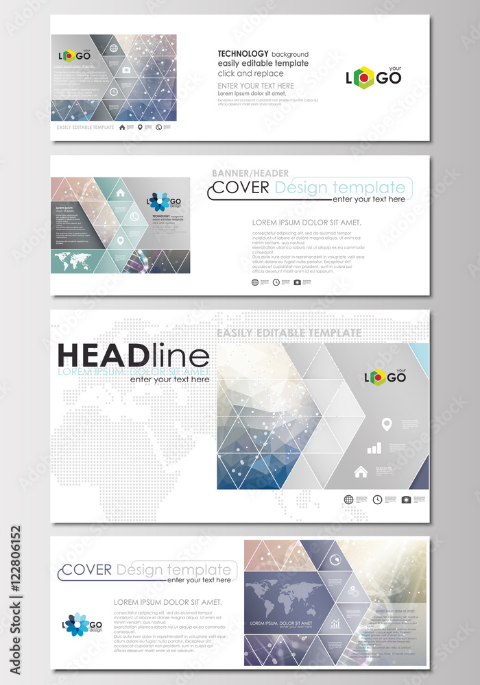 Social media and email headers set, modern banner templates. Cover ...