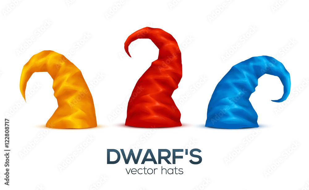 Colorful dwarf caps vector set Stock Vector | Adobe Stock