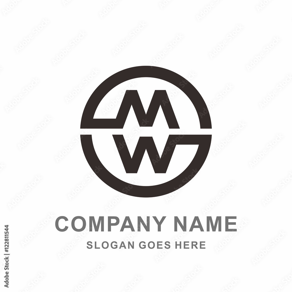 Monogram Letter M & W Geometric Circle Line Reflection Vector Logo ...