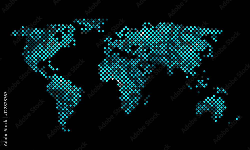 Colorful vector pixel world map Stock Vector | Adobe Stock