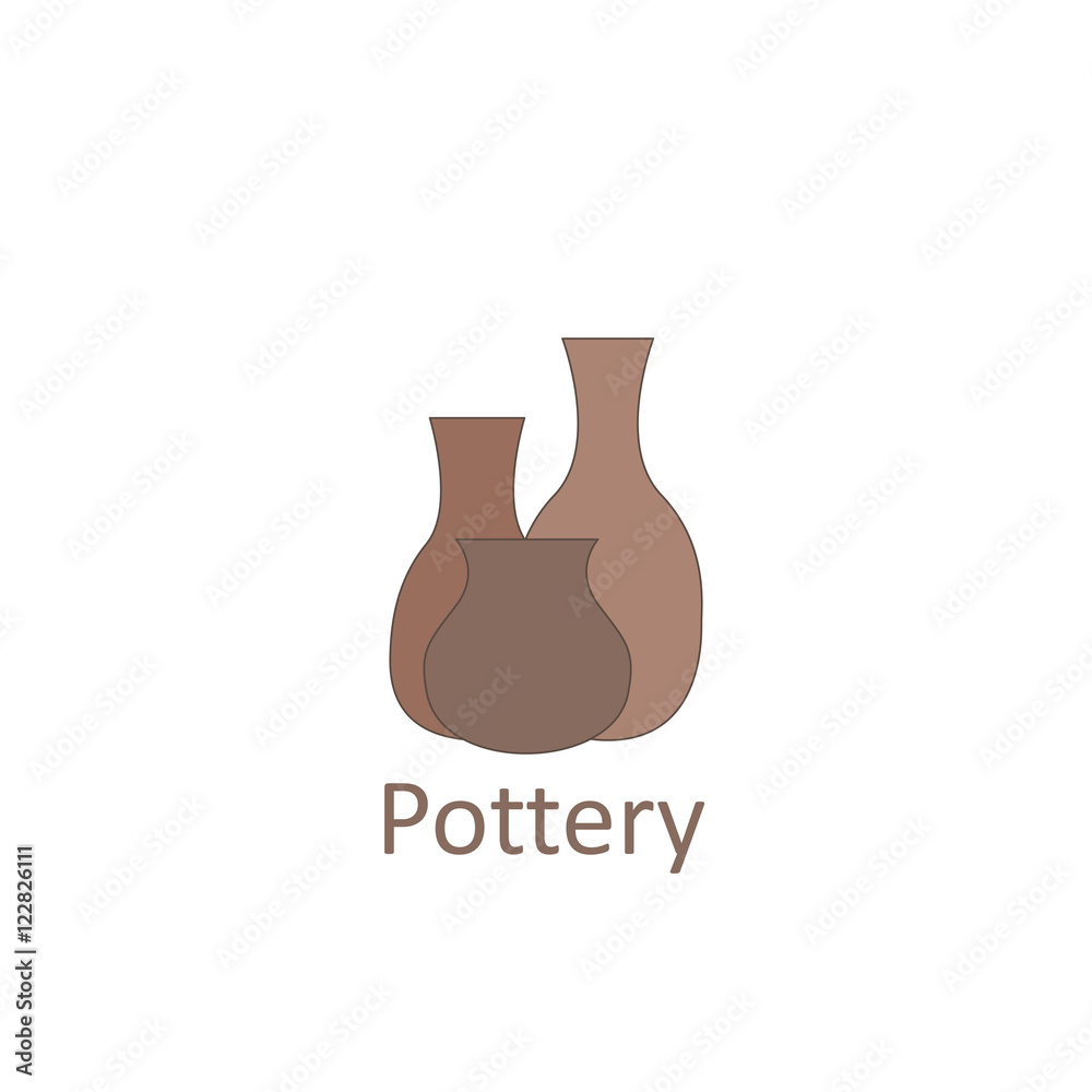 Clay pots. The emblem or logo pottery workshop and store. Vector ...