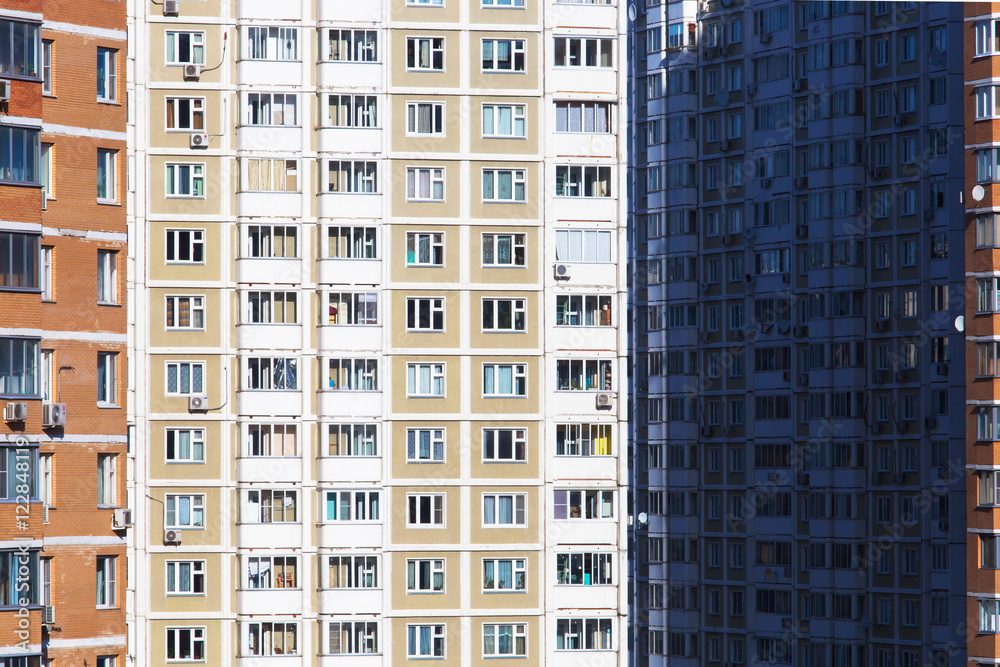 Windows in apartment buildings in Russia Stock Photo | Adobe Stock