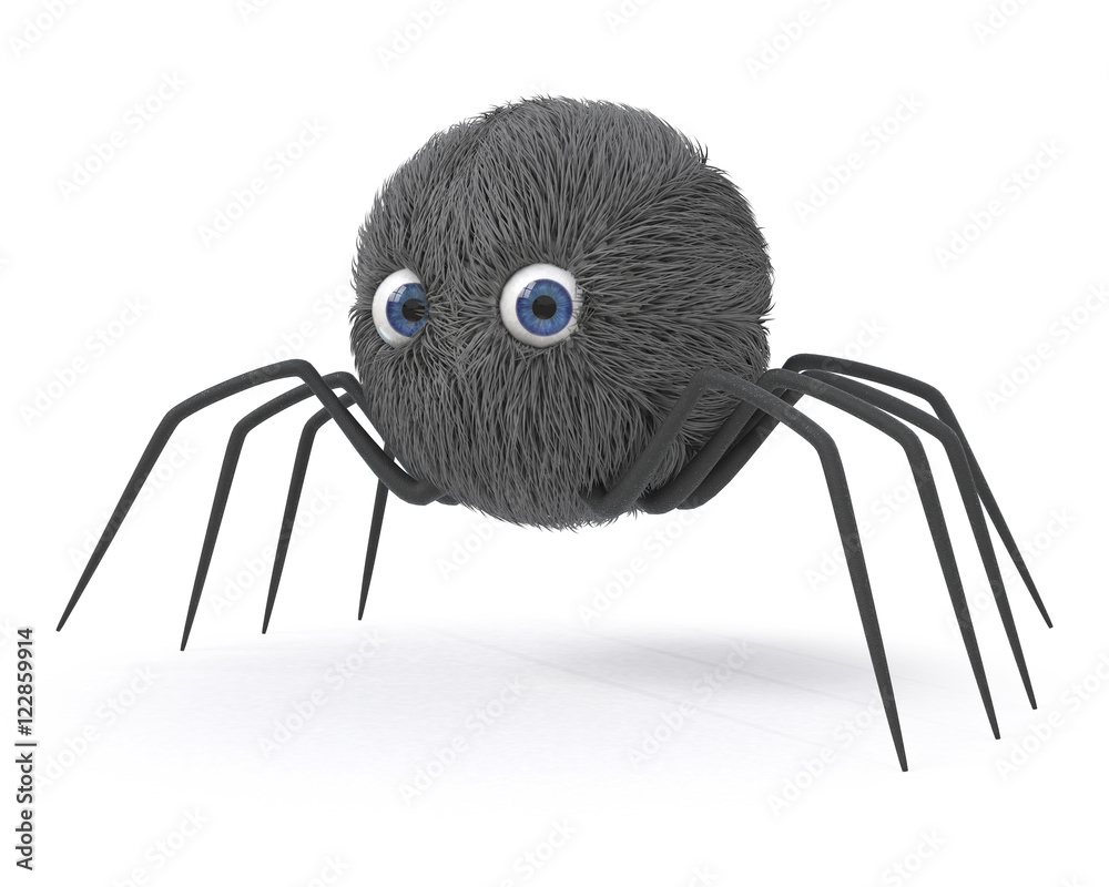 3d illustration little, fluffy spider Stock Illustration | Adobe Stock