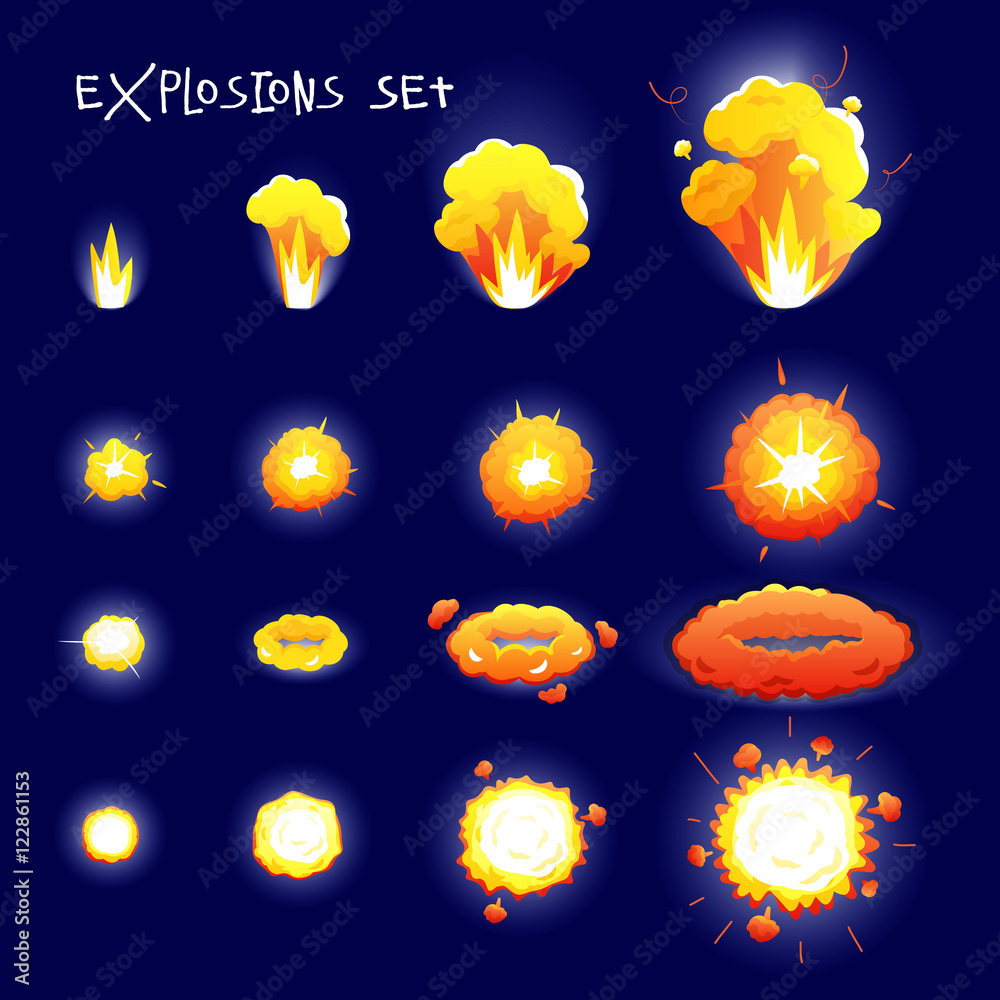 Cartoon Explosion Set Stock Vector | Adobe Stock