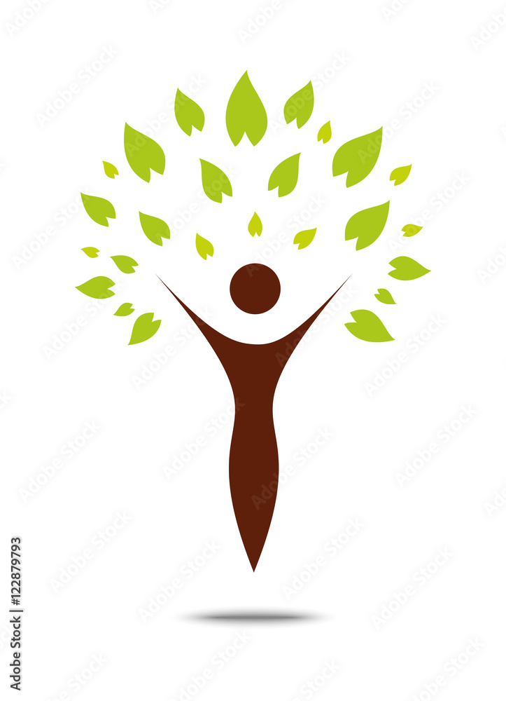 Green family tree sign and symbol , eco concept ,people ,tree ,leaf ...
