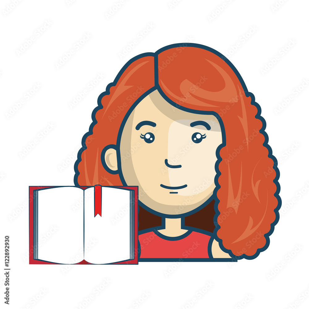avatar woman cartoon with open book icon. colorful design. vector ...