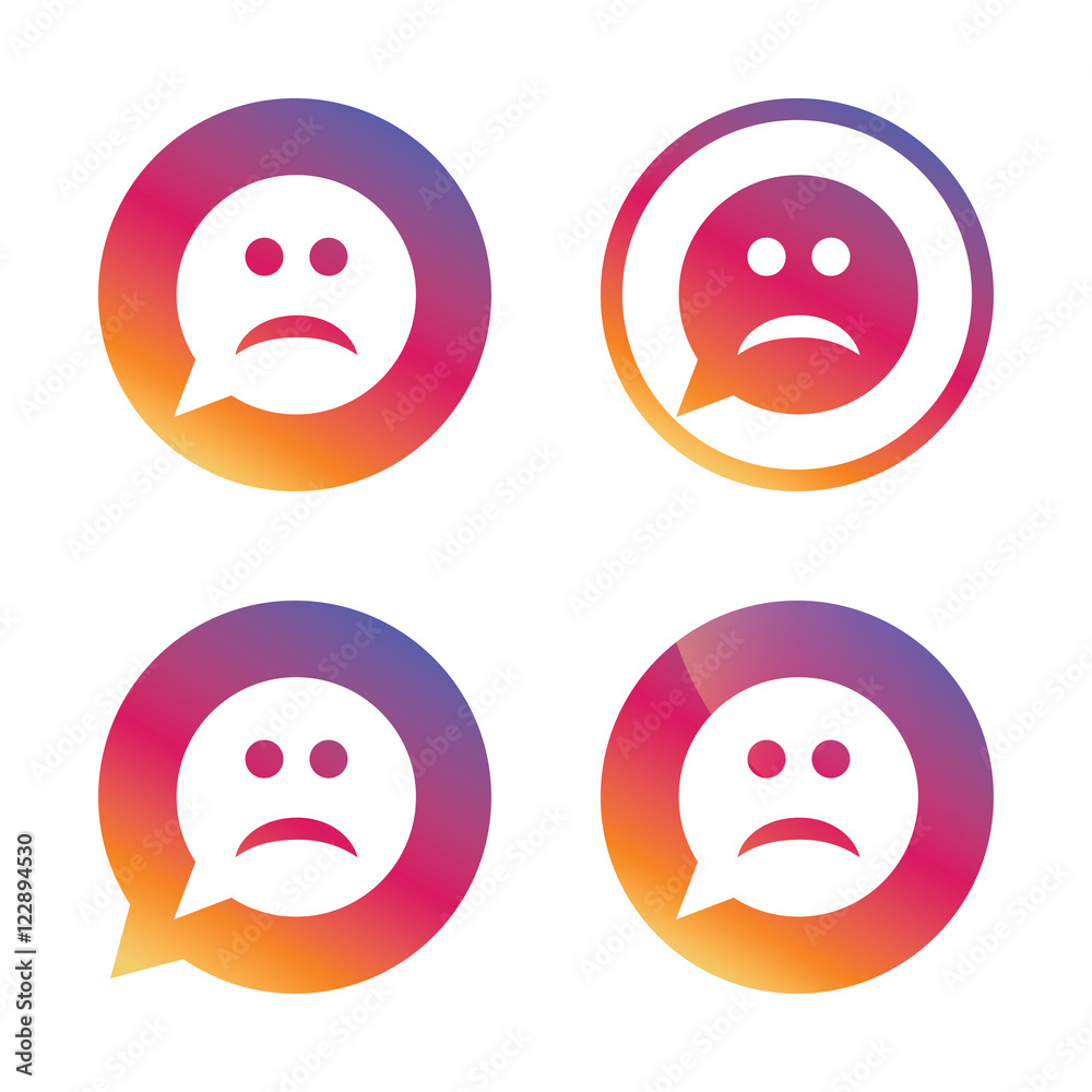 Sad face sign icon. Sadness symbol. Stock Vector | Adobe Stock