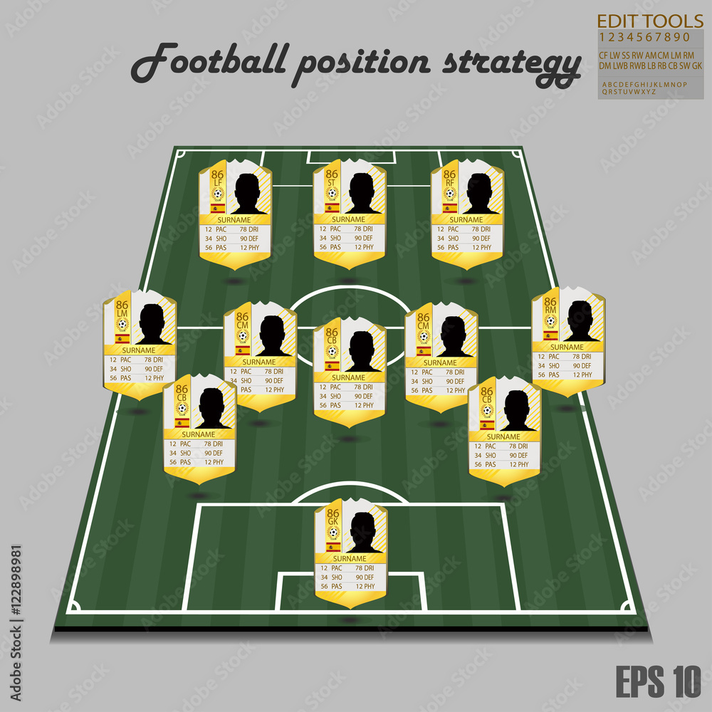 vector football position strategy 6 editable template Stock Vector ...