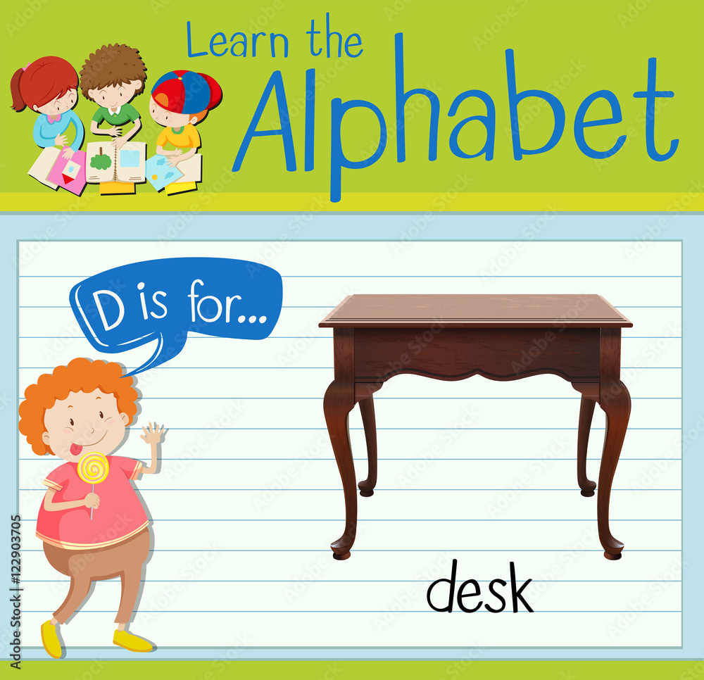 Flashcard letter D is for desk Stock Vector | Adobe Stock