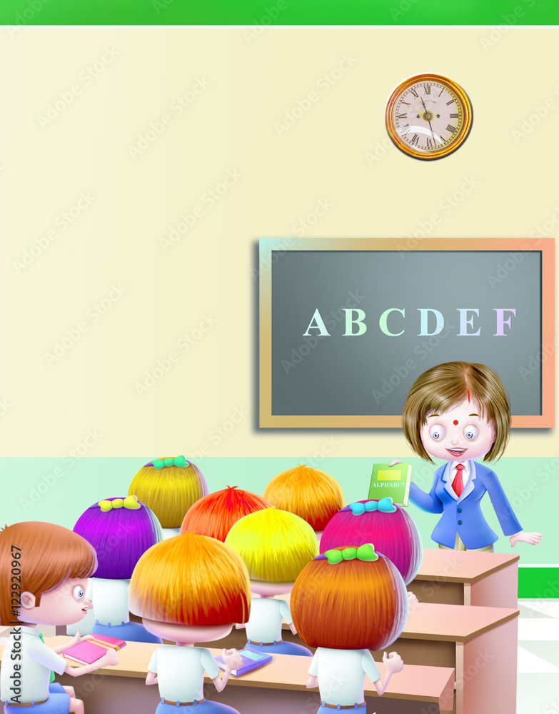 Teacher teaches ABC in classroom Stock Illustration | Adobe Stock