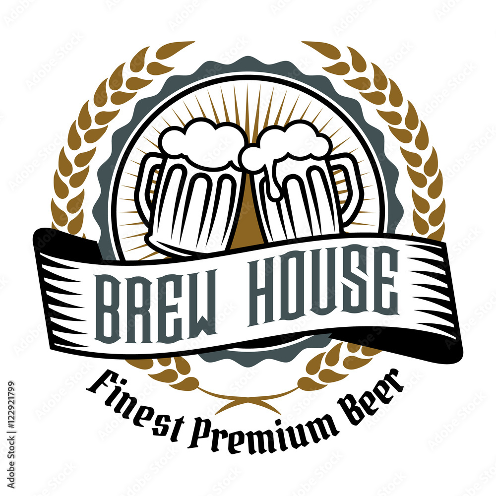 Retro styled logo of beer. Good as a template of advertisement ...