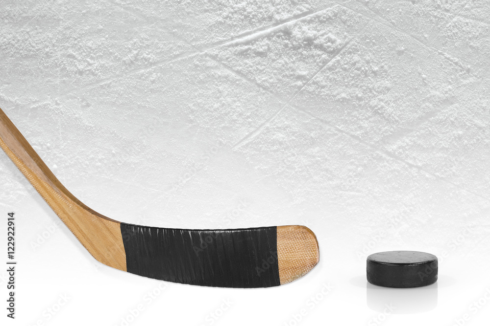 Hockey stick and puck Stock Photo | Adobe Stock