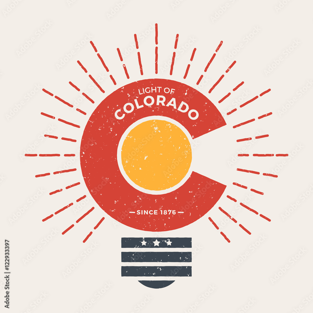 Colorado t-shirt graphic design with styled light bulb. Tee shirt print ...