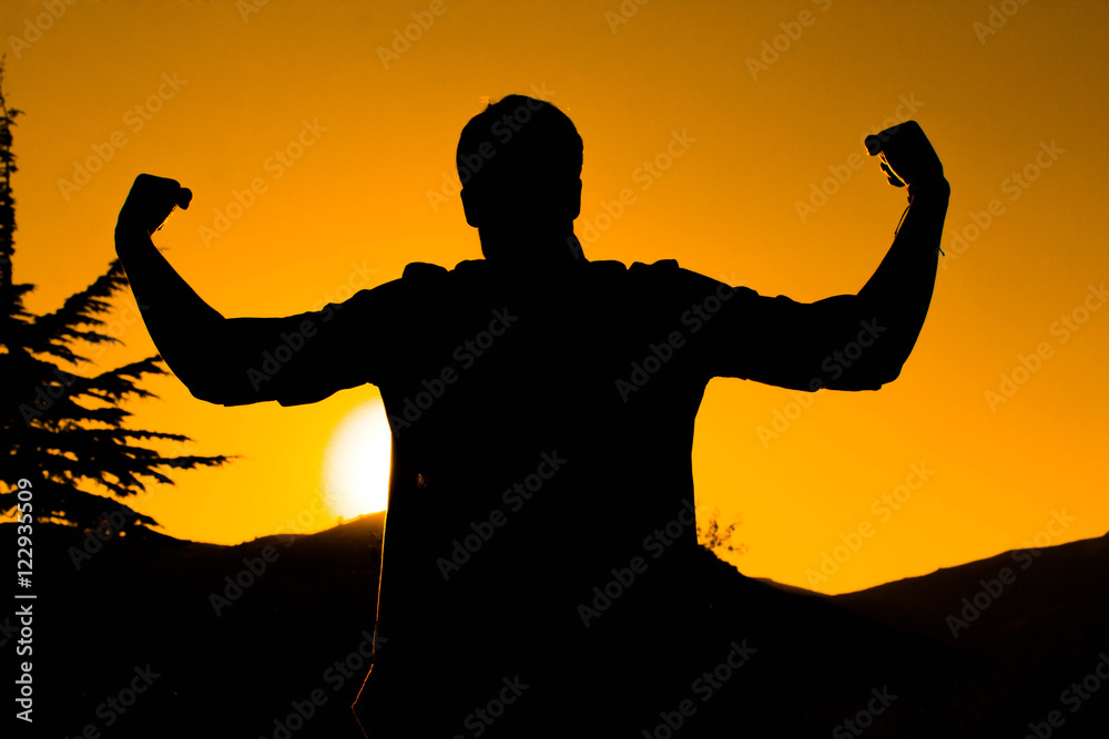 strong man , silhouette Stock Photo | Adobe Stock