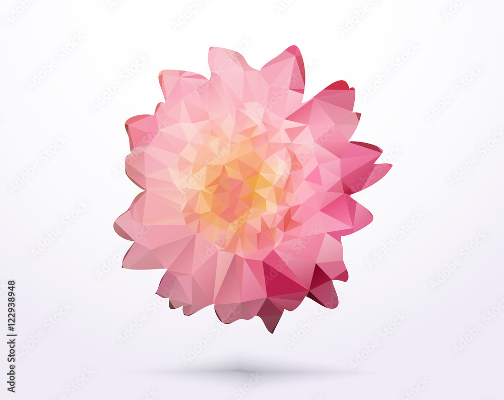Geometric triangle low poly flower, isolated on white background ...