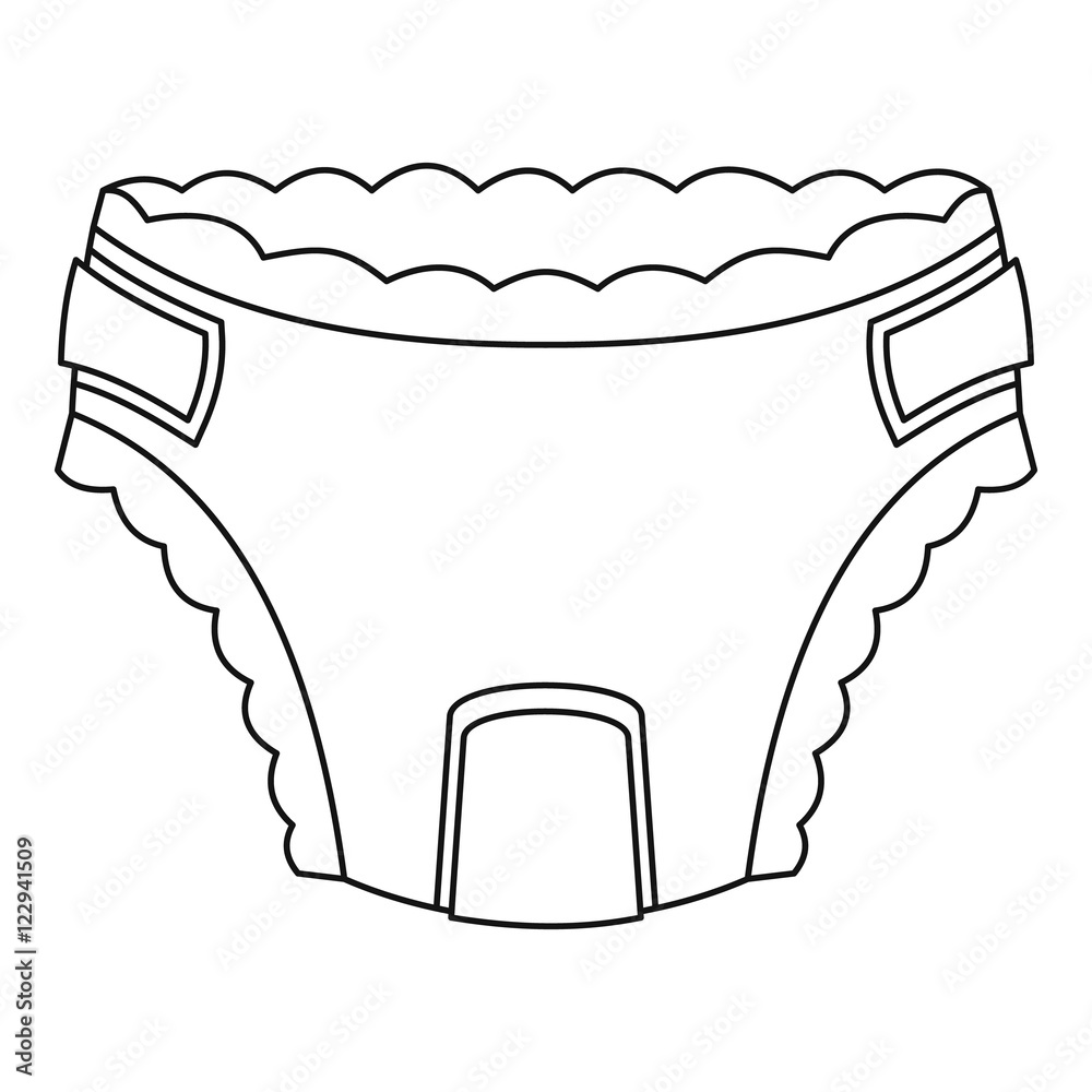 Baby diaper icon in outline style on a white background vector ...