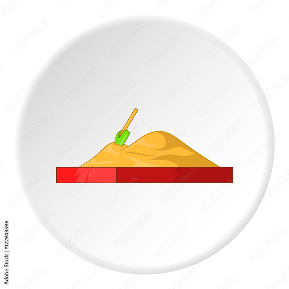 Childrens sandpit icon in cartoon style isolated on white circle ...
