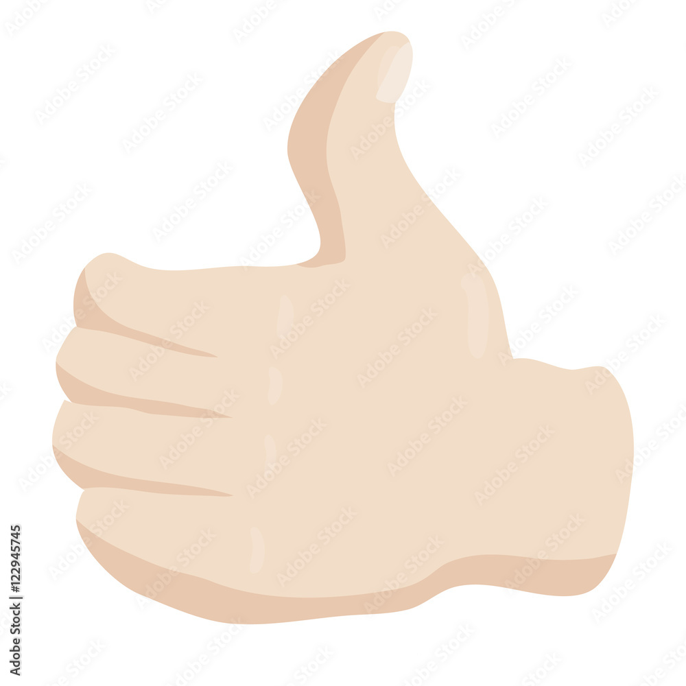 Thumbs up icon in cartoon style isolated on white background vector ...