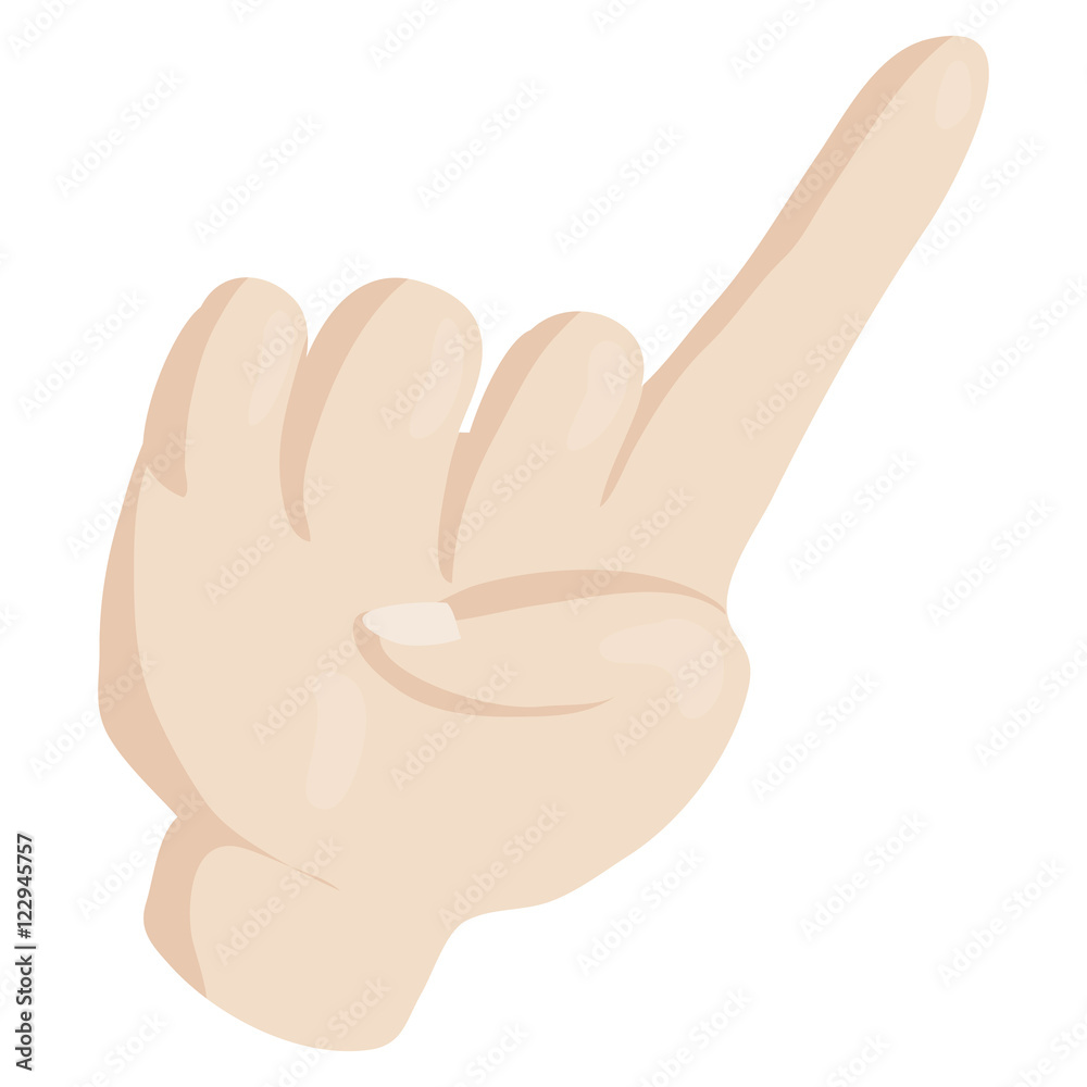 Index finger up icon in cartoon style isolated on white background ...