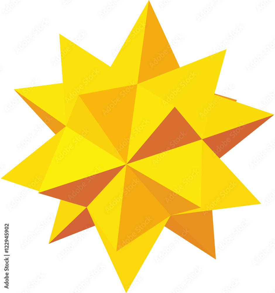 Decorative star icon in isometric 3d style isolated on white background ...