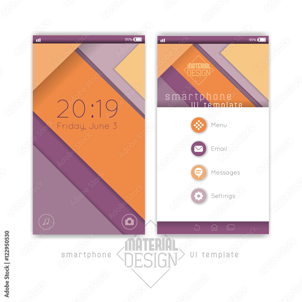 abstract user interface templates of overlaps paper, ui material design ...