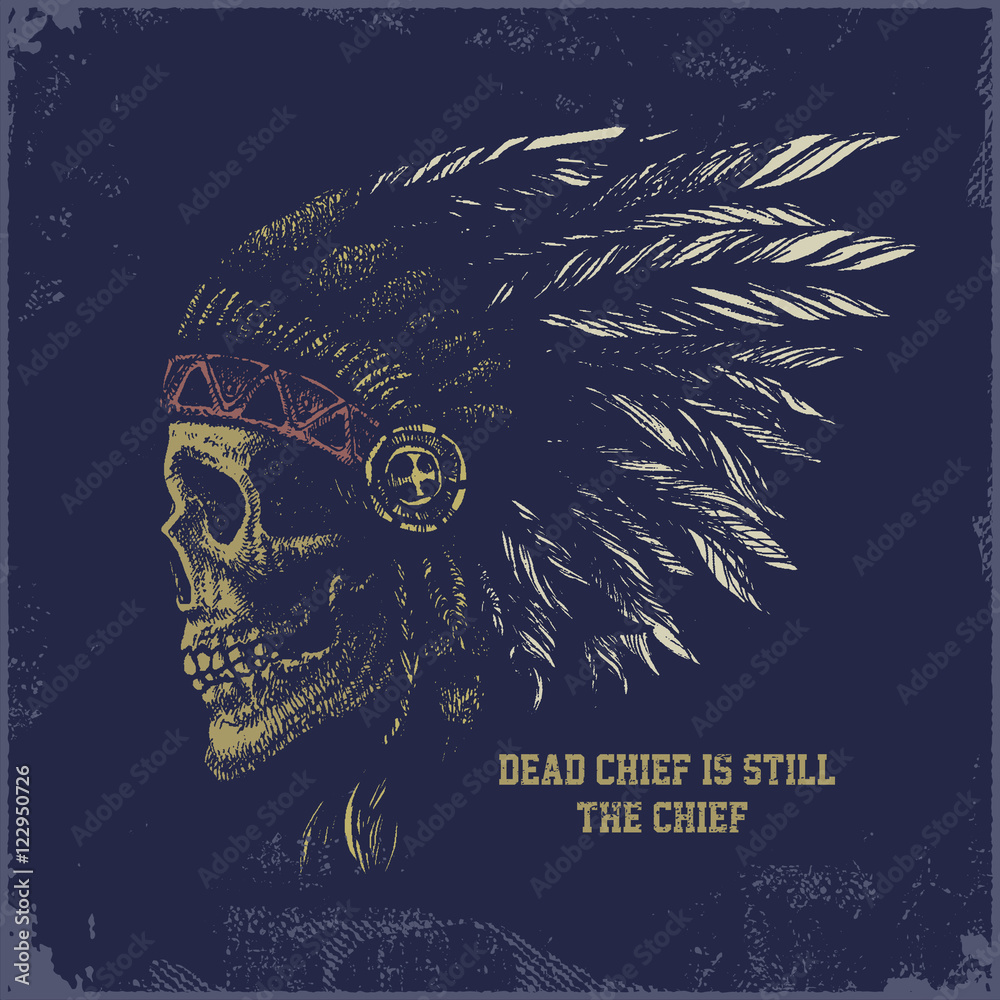 skull indian chief hand drawing style Stock Vector | Adobe Stock