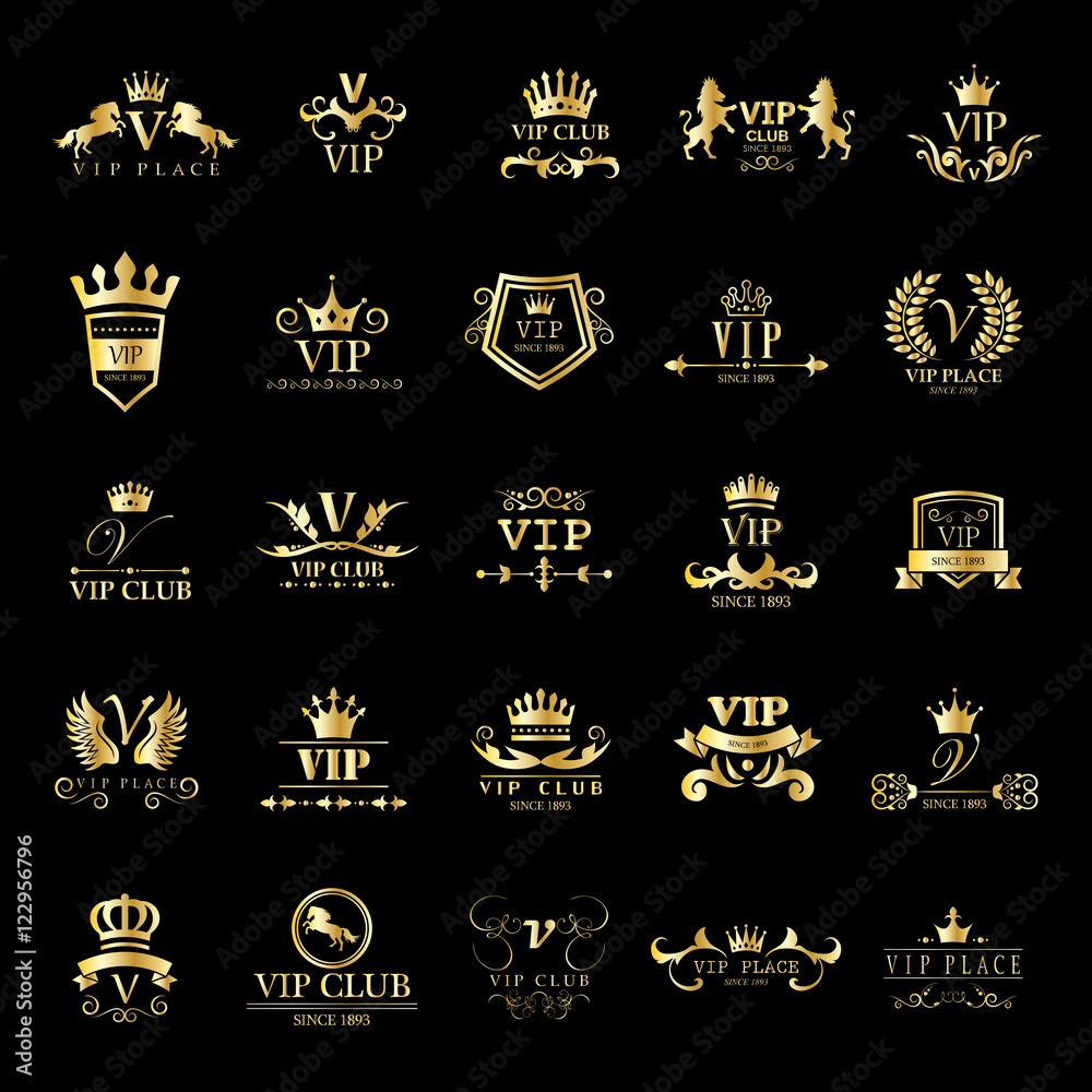 VIP Logo Set - Isolated On Black Background - Vector Illustration ...
