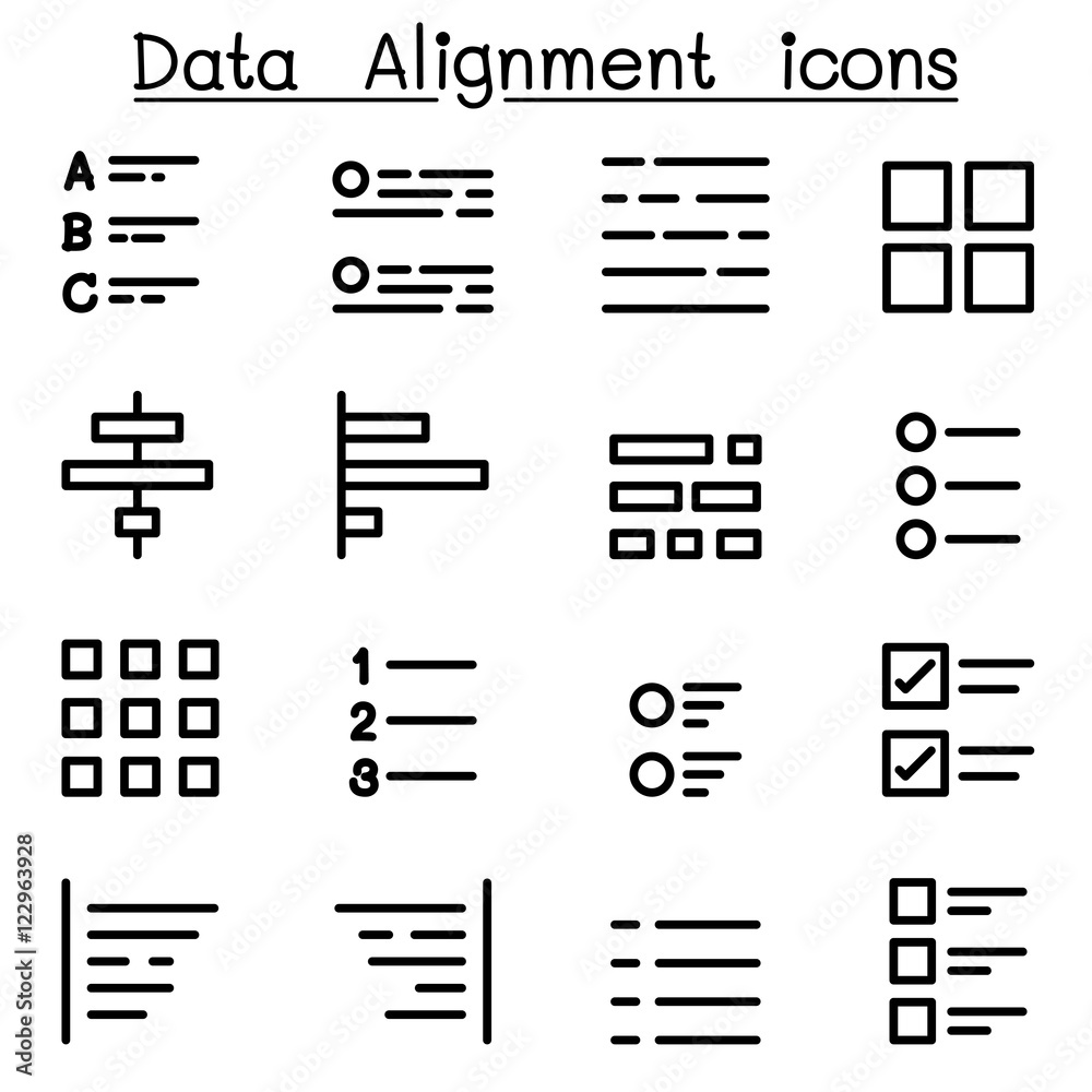 Data Alignment icon set Stock Vector | Adobe Stock