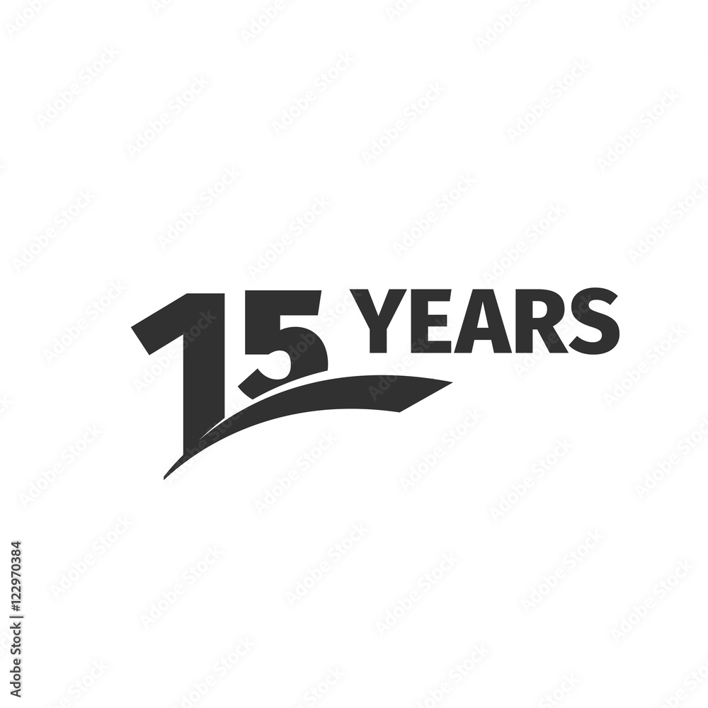 Isolated abstract black 15th anniversary logo on white background. 15 ...