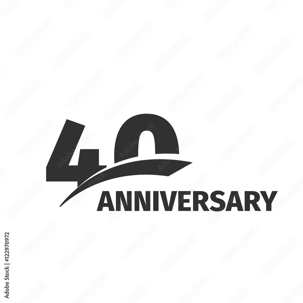 Isolated abstract black 40th anniversary logo on white background. 40 ...