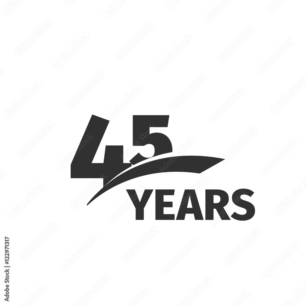 Isolated abstract black 45th anniversary logo on white background. 45 ...