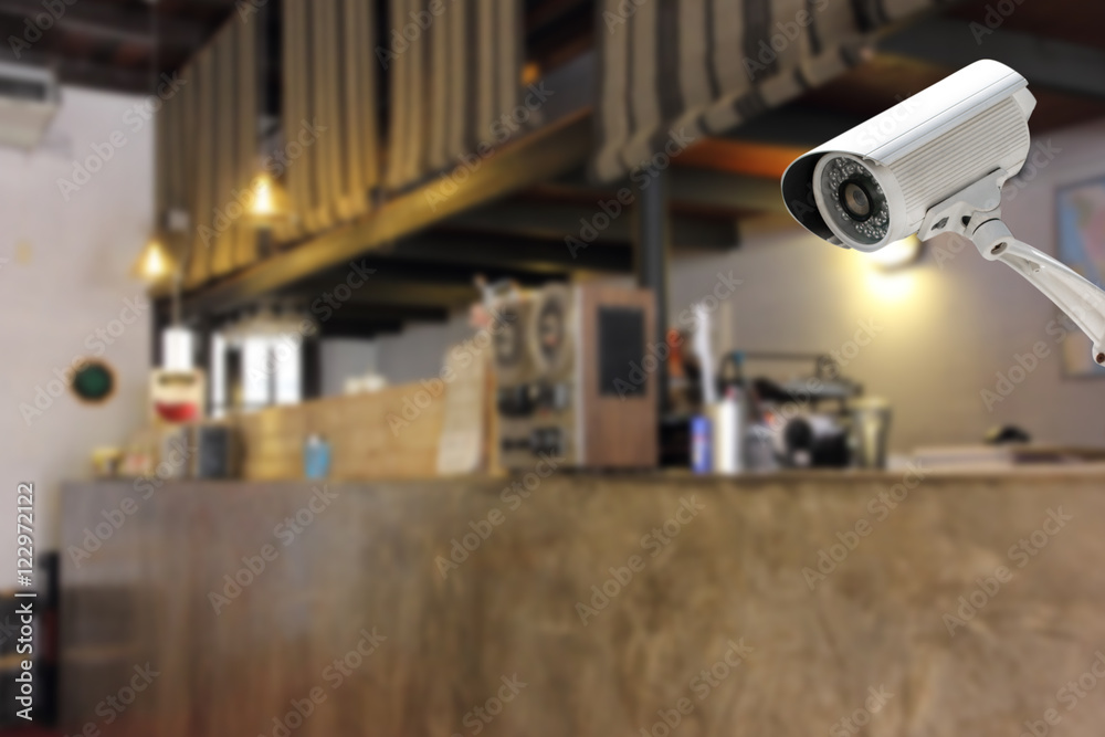 CCTV Camera security in a counter bar at hotel. Stock Photo | Adobe Stock