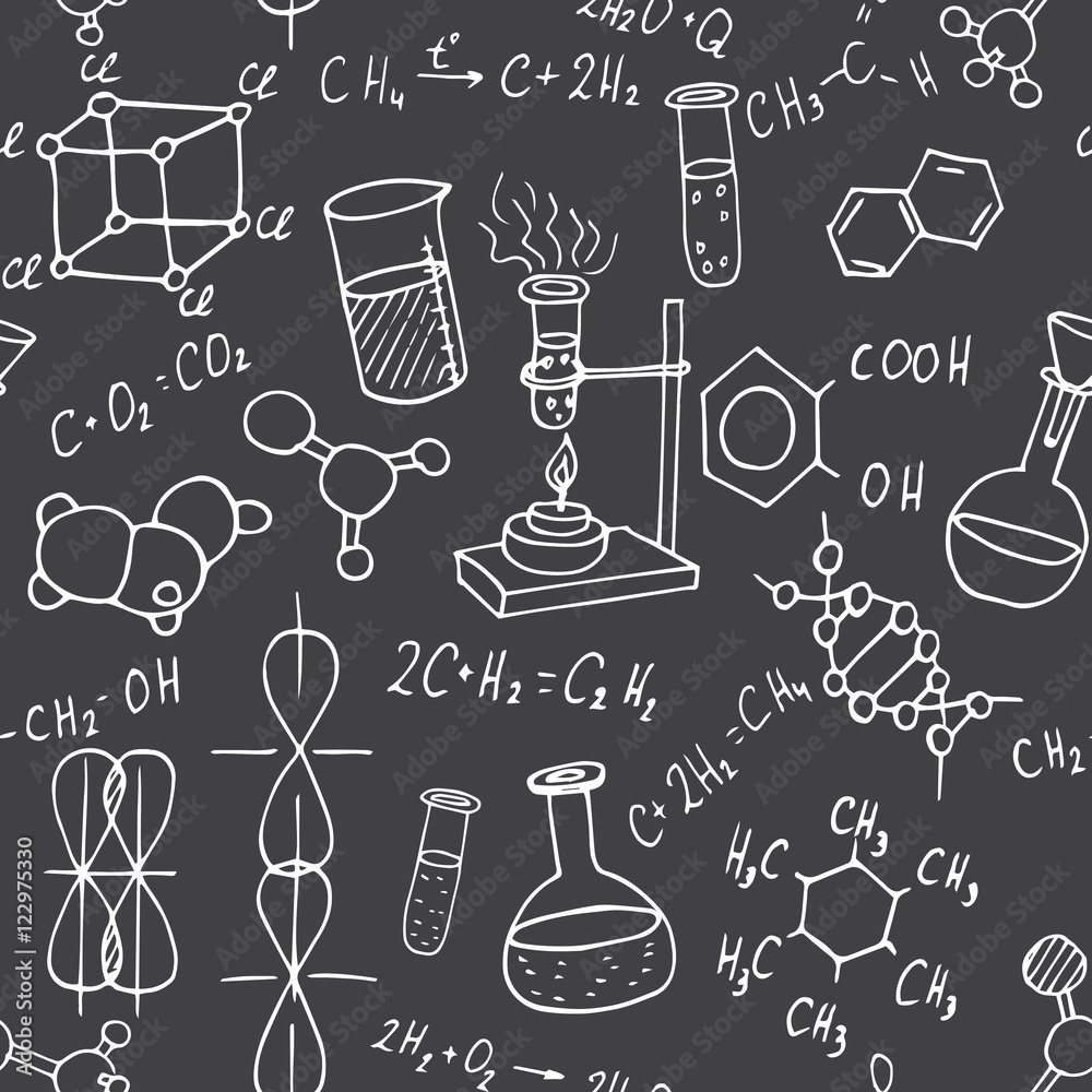 chemistry hand drawn vector background Stock Vector | Adobe Stock