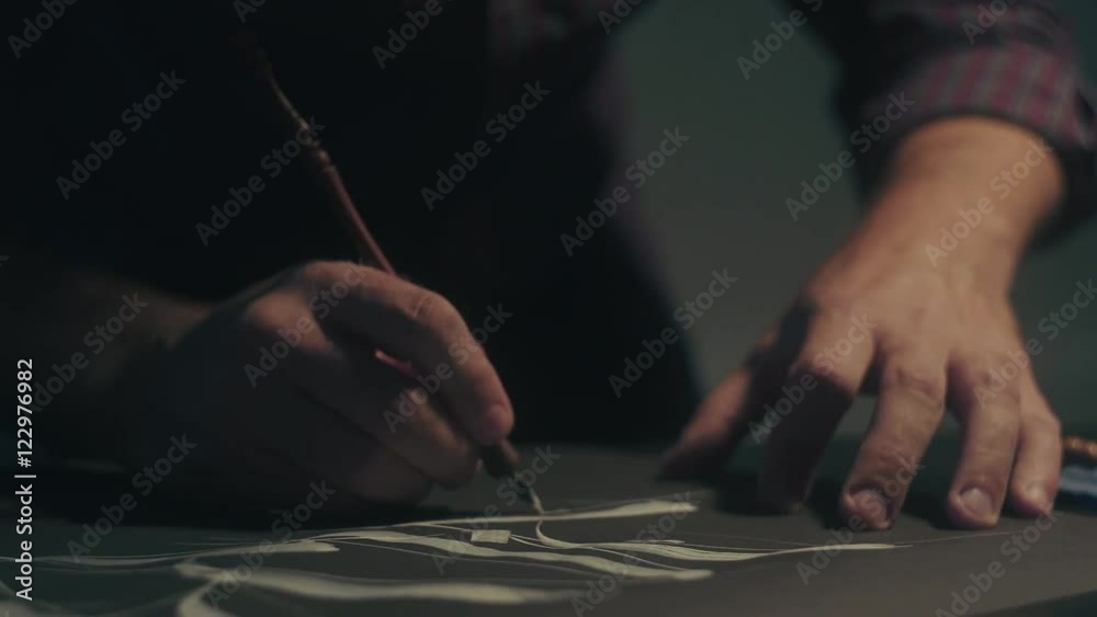 Calligraphy. Calligraphic font. Calligrapher s work. Pen in hand ...