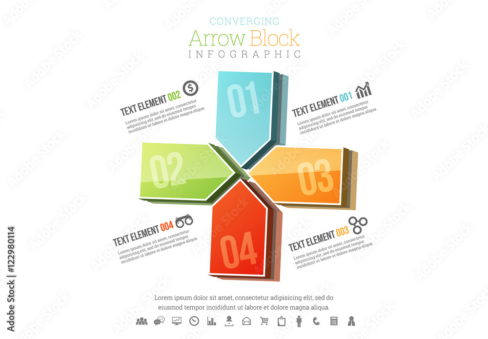 Converging Arrows Infographic Stock Template | Adobe Stock