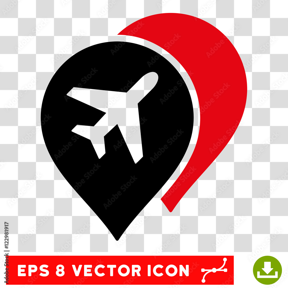 Vector Airport Map Markers EPS vector pictograph. Illustration style is ...