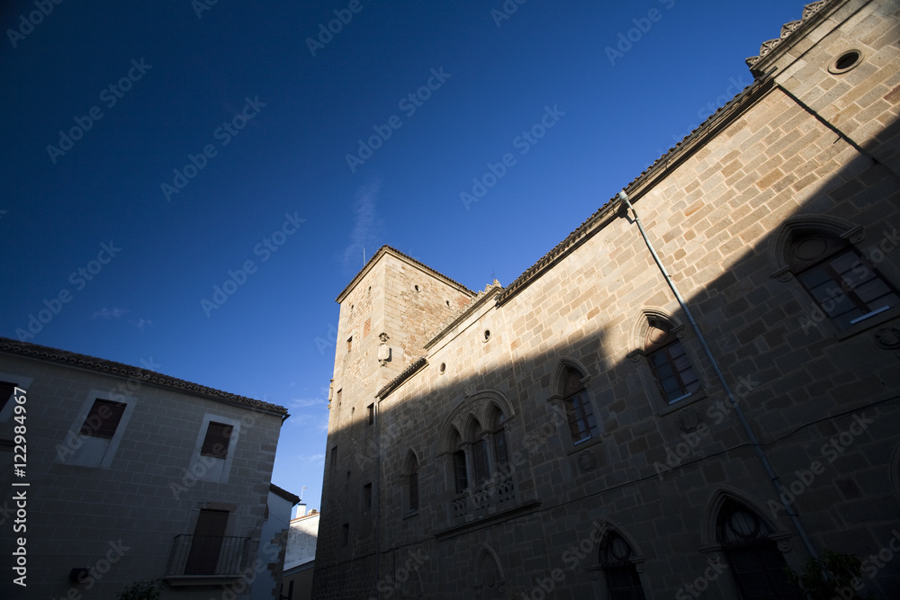 House of the Two Towers palace, town of Plasencia, province of Caceres ...